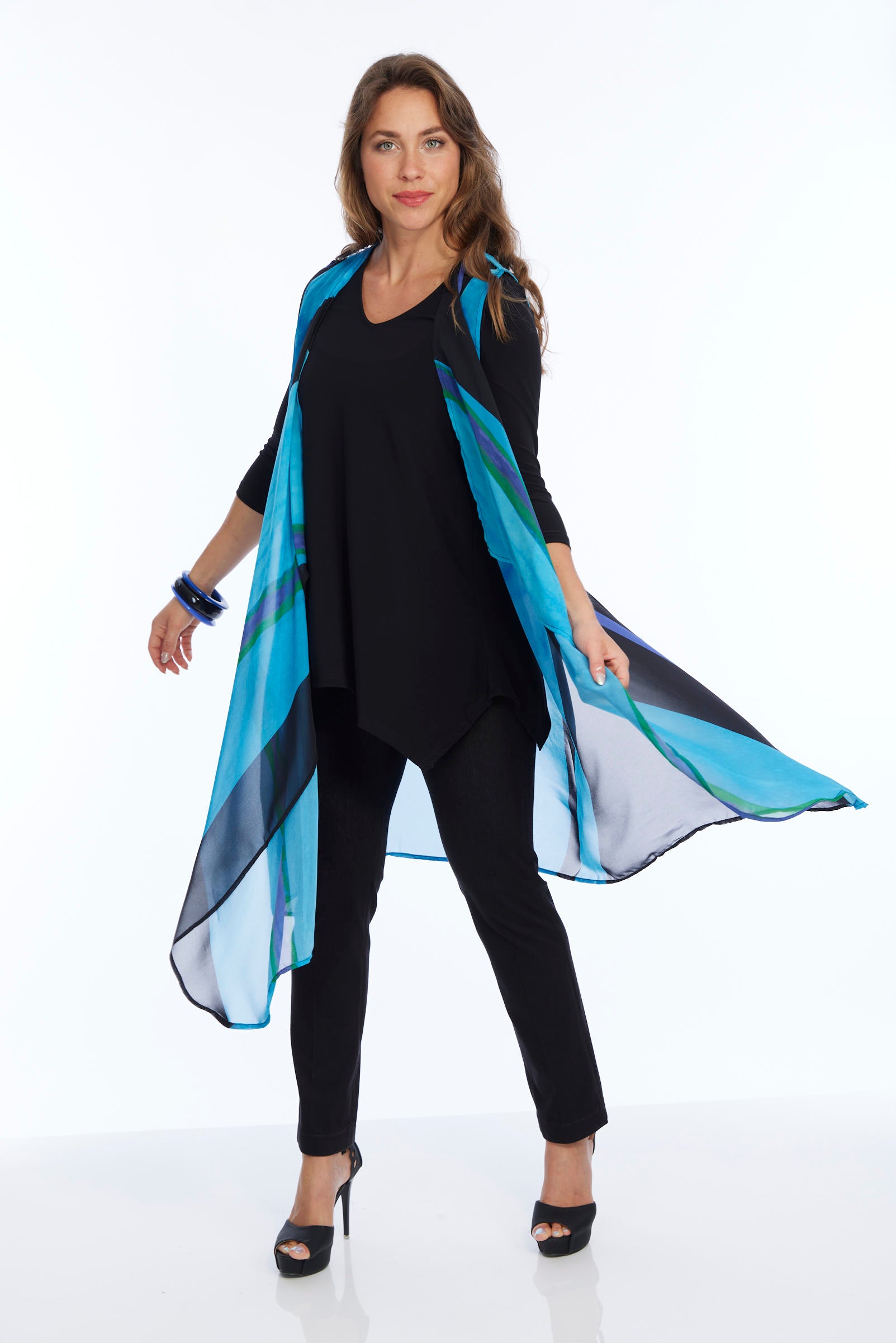 Aqua Women's Sheer Long Vest