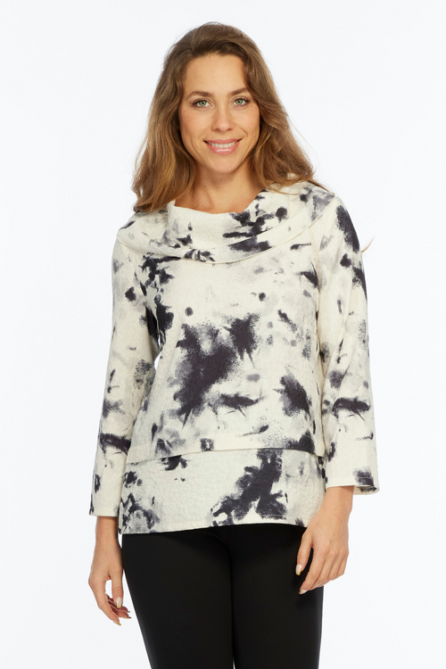 Women's Long Sleeve Tie Dye Cowl Neck Top – LIOR Kendra Casual